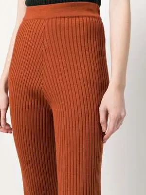 PAULA Ribbed-knit Flared Trousers
