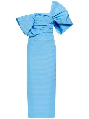 Oscar De La Renta Asymmetric Gathered Dress - Blue
