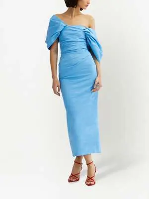 Oscar De La Renta Asymmetric Gathered Dress