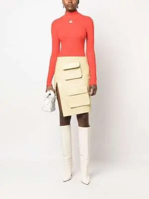 COURREGES Logo-patch Roll Neck Jumper - Orange