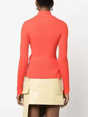 COURREGES Logo-patch Roll Neck Jumper - Orange