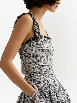 Oscar De La Renta Frayed-detail Tweed Mini Dress