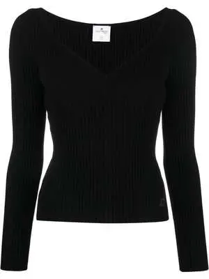 COURREGES V-neck Ribbed Jumper