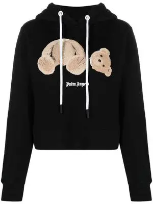 Palm Angels Bear-motif Drawstring Hoodie - Black