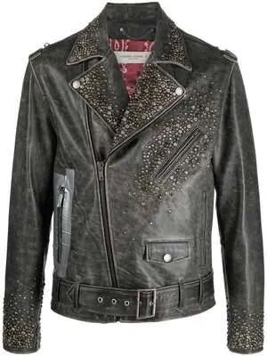 GOLDEN GOOSE Leather Stud-detailed Biker Jacket