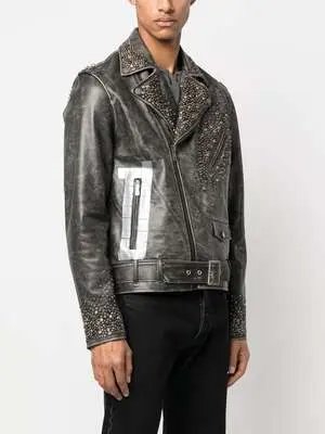 GOLDEN GOOSE Leather Stud-detailed Biker Jacket