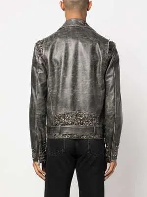 GOLDEN GOOSE Leather Stud-detailed Biker Jacket