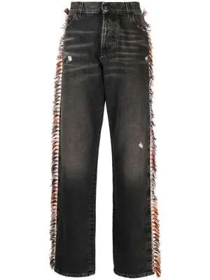 COUNTY OF MILAN Fringe-detail Straight-leg Jeans