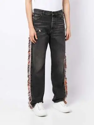COUNTY OF MILAN Fringe-detail Straight-leg Jeans