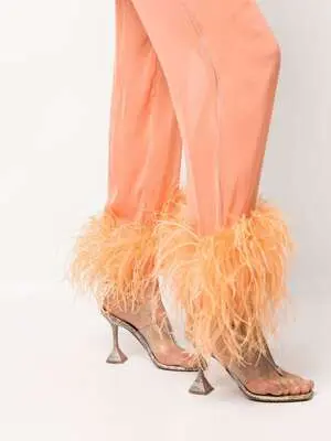 Oseree Feather-trim Pyjama Bottoms