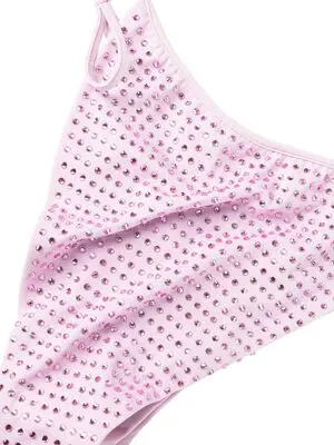 SELF-PORTRAIT Rhinestone-embellished Bikini Bottom - Pink