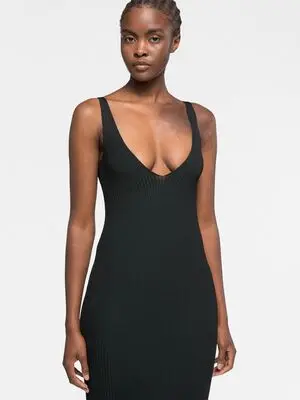 AZ FACTORY X Ester Manas V-neck Ribbed Midi Dress