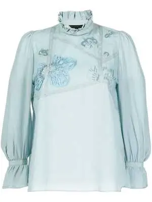 Shiatzy Chen Floral Appliqué Blouse - Blue