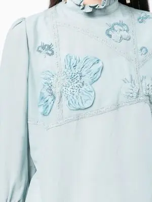 Shiatzy Chen Floral Appliqué Blouse