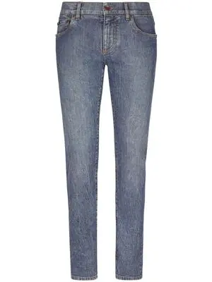 Dolce & Gabbana Logo-appliqué Skinny Jeans - Blue