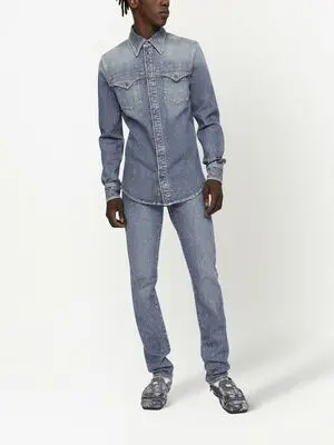 Dolce & Gabbana Logo-appliqué Skinny Jeans - Blue