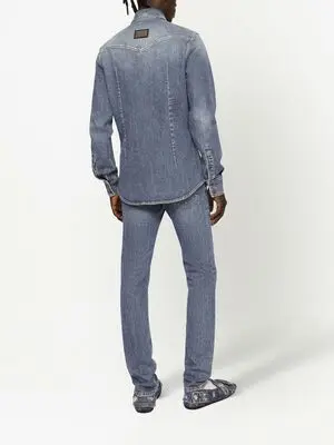 Dolce & Gabbana Logo-appliqué Skinny Jeans - Blue