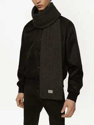 Dolce & Gabbana Logo-patch Wool Scarf - Grey