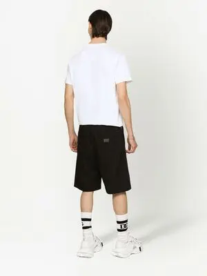 Dolce & Gabbana Logo Tag Cotton Shorts - Black