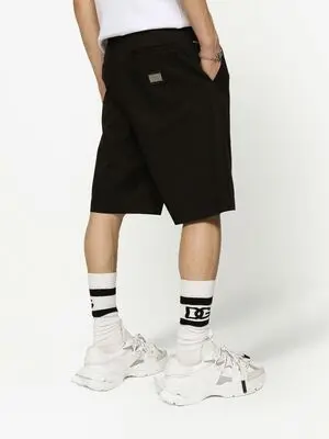 Dolce & Gabbana Logo Tag Cotton Shorts - Black