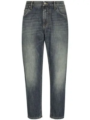 Dolce & Gabbana Logo Appliqué Loose Jeans - Blue