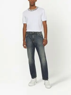 Dolce & Gabbana Logo Appliqué Loose Jeans - Blue