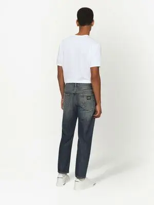 Dolce & Gabbana Logo Appliqué Loose Jeans - Blue