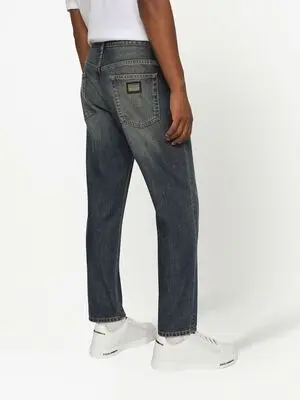 Dolce & Gabbana Logo Appliqué Loose Jeans - Blue