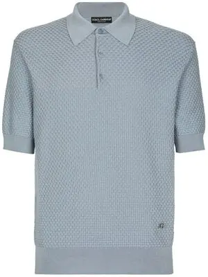 Dolce & Gabbana Waffle-knit Short-sleeved Polo Shirt