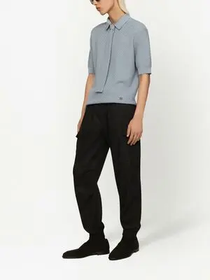 Dolce & Gabbana Waffle-knit Short-sleeved Polo Shirt