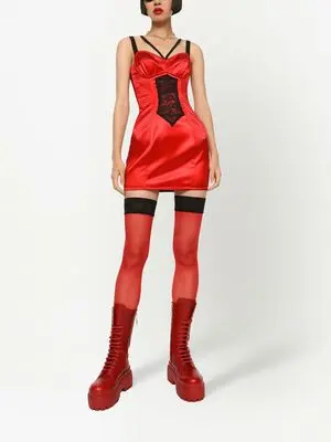 Dolce & Gabbana Lace-detail Satin Mini Dress