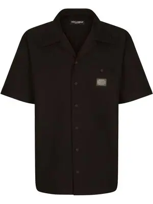 Dolce & Gabbana Logo-tag Cotton Shirt - Black