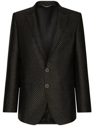 Dolce & Gabbana Martini-fit Jacquard Single-breasted Suit - Black