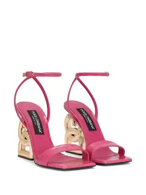Dolce & Gabbana 3.5 105mm Crocodile-embossed Leather Sandals - Pink