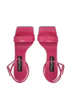 Dolce & Gabbana 3.5 105mm Crocodile-embossed Leather Sandals - Pink
