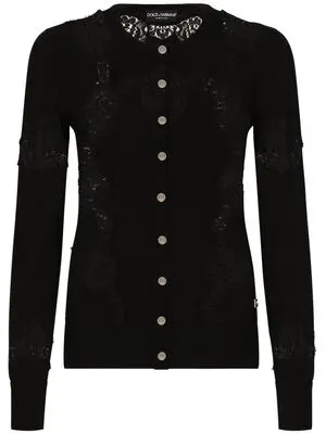 Dolce & Gabbana Lace-panel Cashmere-silk Cardigan - Black