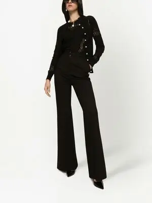 Dolce & Gabbana Lace-panel Cashmere-silk Cardigan - Black