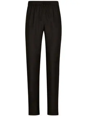 Dolce & Gabbana Logo-embroidered Silk Jogging Pants