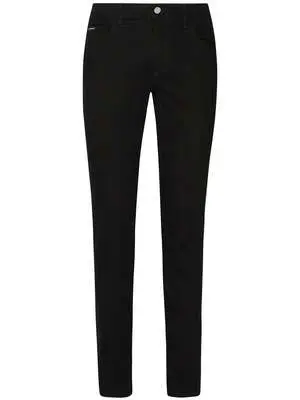 Dolce & Gabbana Logo-appliqué Skinny Jeans - Black