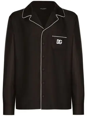 Dolce & Gabbana Logo-embroidered Silk Shirt - Black