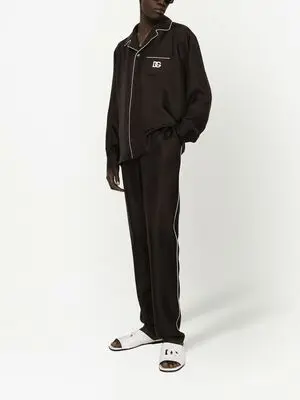 Dolce & Gabbana Logo-embroidered Silk Shirt