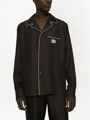 Dolce & Gabbana Logo-embroidered Silk Shirt