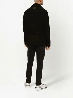 Dolce & Gabbana Logo-tag Double-breasted Pea Coat - Black