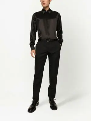 Dolce & Gabbana Martini-fit Button-down Satin Shirt - Black