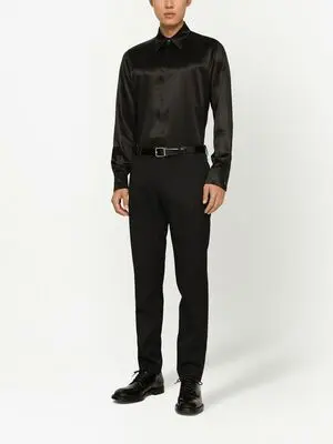 Dolce & Gabbana Martini-fit Button-down Satin Shirt - Black
