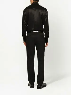 Dolce & Gabbana Martini-fit Button-down Satin Shirt - Black