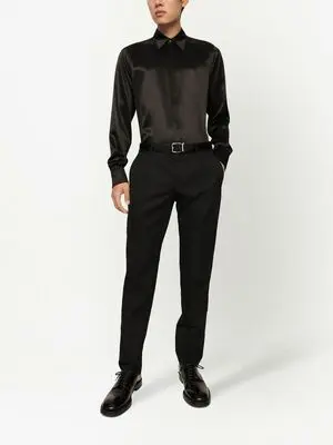 Dolce & Gabbana Martini-fit Button-down Satin Shirt - Black