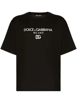 Dolce & Gabbana Logo-embroidered Cotton T-shirt - Black