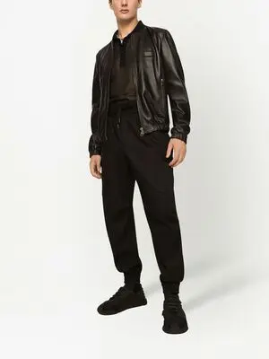 Dolce & Gabbana Logo-appliqué Leather Jacket - Black