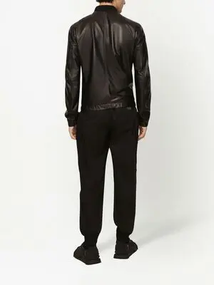 Dolce & Gabbana Logo-appliqué Leather Jacket - Black